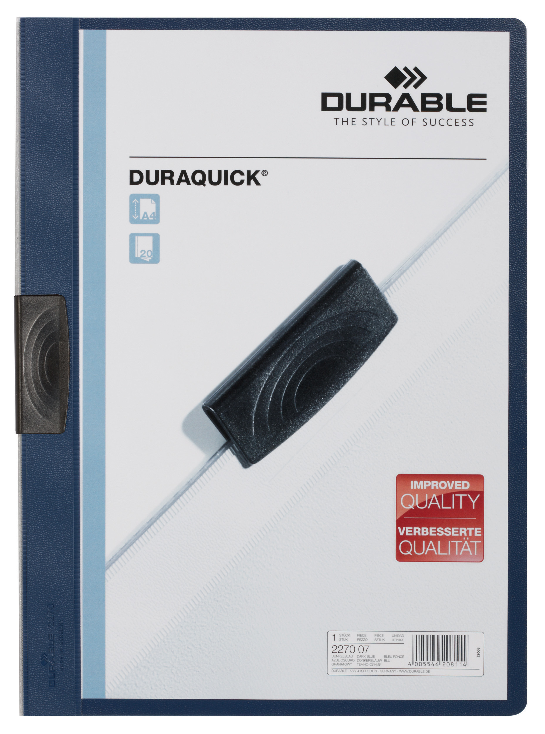 Durable 2270 07 Skoroszyt zaciskowy DURAQUICK 20, ciemnoniebieski ...